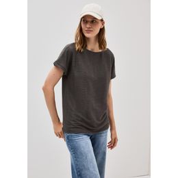 T-Shirt Cecil, Damen, Gr. L (42), gr&uuml;n (schwarz balmy khaki), Stoff, 65% Polyester, 35% Viskose, unifarben, normal normal, U-Boot-Ausschnitt, abgesteppt, Shirts T-Shirt, aus elastischem Materialmix