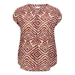 Only CARMAKOMA Damen Kurzarmbluse "CARSHILLA SL SHIRT AOP VIS BS"hot chocolate aop:tribe, Gr. 46, bedruckt, Web, Obermaterial: 100% Viskose, Blusen