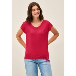 T-Shirt Cecil, Damen, Gr. L (42), glazed apple rot, Stoff, 97% Viskose, 3% Elasthan, unifarben, normal normal, Rundhals, abgesteppt, Shirts T-Shirt, aus softer Viskose