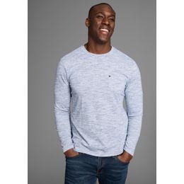 Bruno Banani Herren Langarmshirt, blau, Gr. M, Single Jersey, Obermaterial: 60% Baumwolle, 40% Polyester, Shirts, Langarmshirt in schmaler Passform