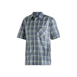 Maier Sports Herren Funktionshemd "Mauro", blau, Gr. 68, 85% Polyester, 15% Viscose, Hemden, Kariertes Kurzarm-Hemd für Wandern, Reisen und Freizeit