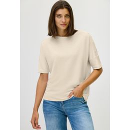 Cecil Damen T-Shirt, beige, Gr. M, unifarben, Web, 48% Baumwolle, 48% Modal, 4% Elasthan, Shirts, mit Rundhalsausschnitt