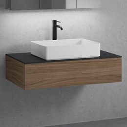 neoro n50 Unterschrank B: 100 cm mit 1 Auszug, Waschtisch B: 58 cm weiß matt,, BN0065WM+BN0413WL+BN0403BM,