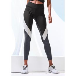 active by Lascana LASCANA ACTIVE Sporthose mehrfarbig Gr. XS (32/34) f&uuml;r Damen. Mit Logodruck. Figurbetont. Nachhaltig.