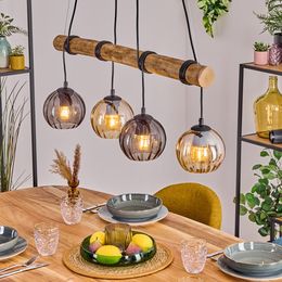 hofstein Koyoto Pendelleuchte Glas 15 cm Naturfarben, Schwarz, 4-flammig