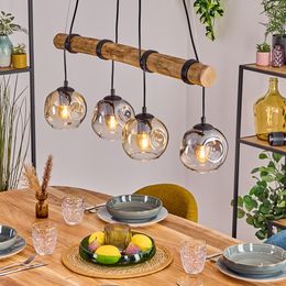 hofstein Ripoll Pendelleuchte Glas 15 cm Naturfarben, Schwarz, 4-flammig
