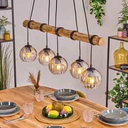 hofstein Koyoto Pendelleuchte Glas 15 cm Naturfarben, Schwarz, 5-flammig