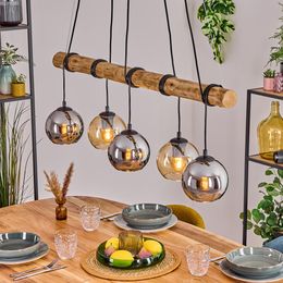 hofstein Koyoto Pendelleuchte Glas 15 cm Naturfarben, Schwarz, 5-flammig