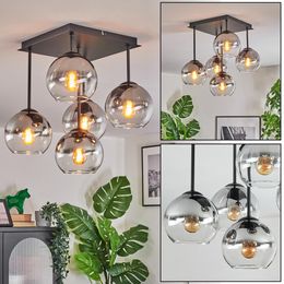 hofstein Koyoto Deckenleuchte Glas 15 cm Klar, Rauchfarben, 5-flammig