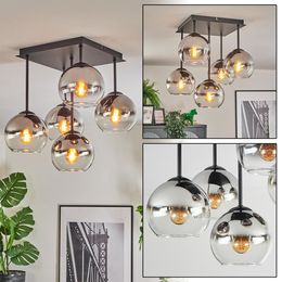 hofstein Koyoto Deckenleuchte Glas 15 cm Chrom, Klar, Rauchfarben, 5-flammig