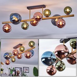 hofstein Chehalis Deckenleuchte Glas 10 cm, 12 cm, 15 cm Gold, Schwarz, 10-flammig