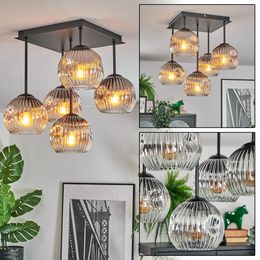 hofstein Ripoll Deckenleuchte Glas 15 cm Chrom, Klar, Rauchfarben, 5-flammig