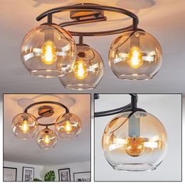 hofstein Koyoto Deckenleuchte Glas 15 cm Bernsteinfarben, Klar, 3-flammig