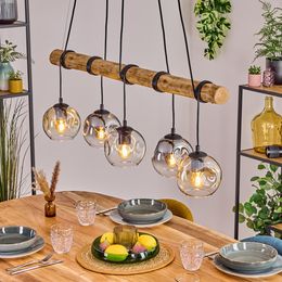 hofstein Ripoll Pendelleuchte Glas 15 cm Naturfarben, Schwarz, 5-flammig