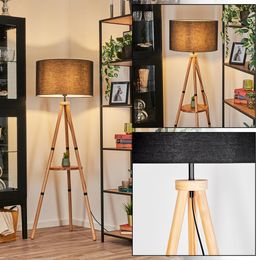 hofstein Flemming Stehleuchte 50 cm Naturfarben, Schwarz, 1-flammig