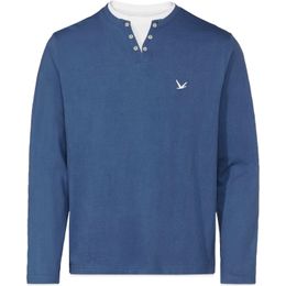 Catamaran Herren Langarmshirt im Doppelpack jeansblau + aquapetrol, Gr&ouml;&szlig;e 60/62
