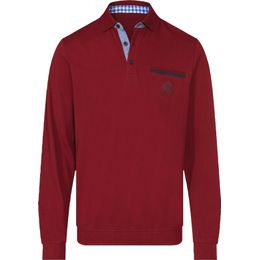 Marco Donati Herren Langarm-Poloshirt in Pikee-Qualit&auml;t dunkelrot-marine, Gr&ouml;&szlig;e 56/58