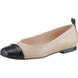 Heine Damen Ballerina sand-schwarz, Gr&ouml;&szlig;e 37