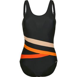 Damen Badeanzug schwarz-papaya, Gr&ouml;&szlig;e 52C