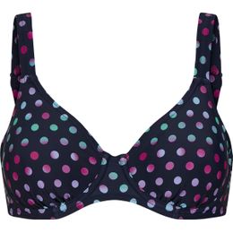 feel good Damen Bikini-Oberteil marine-magenta-bedruckt, Gr&ouml;&szlig;e 48C