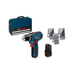 Bosch Akku-Bohrschrauber GSR 12V-15 Professional, 12Volt blau/schwarz, 1x Li-Ionen Akku 2,0Ah, 1x Li-Ionen Akku 4,0Ah, Bits & Bohrer