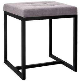 CLP Sitzhocker Barci I Moderner Hocker Hochwertiger Polsterhocker mit schwarz pulverbeschichteten Eisengestell