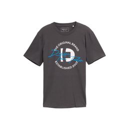 Tom Tailor Denim T-Shirt Herren Größe M taupe / petrol / weiß