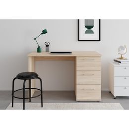 Schreibtisch VOGL MÖBELFABRIK "Tobi, optional mit Tastaturauszug", braun (sonoma, eichefarben), B:115cm H:73cm T:56cm, Tische, mit 3 Schubkästen, Breite 115 cm, Made in Germany