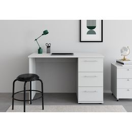 Schreibtisch VOGL MÖBELFABRIK "Tobi, optional mit Tastaturauszug", weiß, B:115cm H:73cm T:56cm, Tische, mit 3 Schubkästen, Breite 115 cm, Made in Germany
