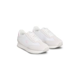 Sneaker Calvin Klein Jeans "RUNNER LACEUP MG NYLON MIX", Damen, Gr. 41, rosa (weiß, rose), Leder, Textil, unifarben mit Farbeinsatz, Sportlich, Schuhe, Schnürschuh, Halbschuh, Runner-Sneaker mit seitlichem CK-Logo