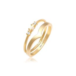 Elli Ring 925 Sterling Silber Ring Set in Gold | Gr.: 50
