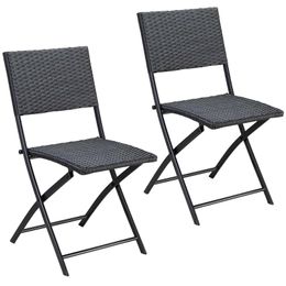Casaria Polyrattan Klappstuhl Rom 2er-Set Schwarz