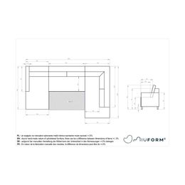 Miuform Wohnlandschaft mit Schlaffunktion Charming Charlie grau Maße (cm): B: 302 H: 90 » Höffner