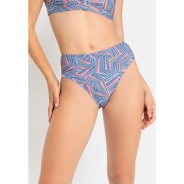 LSCN BY LASCANA Highwaist-Bikini-Hose »Lisa« mit grafischem Muster blau bedruckt 38 - N-Gr N-Gr 38 Grafischer Alloverdruck