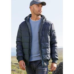 John Devin Herren Steppjacke mit Kapuze Outdoorjacke mit Strickb&uuml;ndchen blau M (48/50)