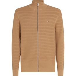 Tommy Hilfiger Strickjacke »STRIPE STRUCTURE« modisches Strickmuster, Stehkragen Safari Canvas XXL XXL Strickjacke von Tommy Hilfiger