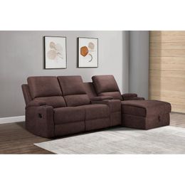 Home Affaire Ecksofa »NAPORI Multimediasofa, 3er Kinosessel XXL, L-Form, 3 Bezugsstoffe« Kinosofa mit Relaxfunktion, Getränkehalter, Staufach und...