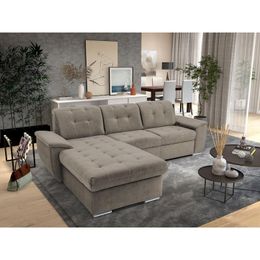 exxpo - sofa fashion Ecksofa &raquo;Derby Inkl. Kopfteilverstellung, wahlw. Bett & Bettkasten, L-Form&laquo; mit Kopf- bzw. R&uuml;ckenverstellung braun