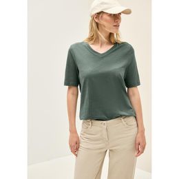 Cecil T-Shirt mit V-Ausschnitt dark balmy khaki L (42) L (42) Basic V-Neck Shirt von Cecil