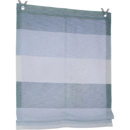 Kutti Raffrollo &raquo;Marit&laquo; mit Hakenaufh&auml;ngung ohne Bohren halbtransparent, Polyester, Hakenaufh&auml;ngung gr&uuml;n/creme/aquablau Obermaterial: 100%...