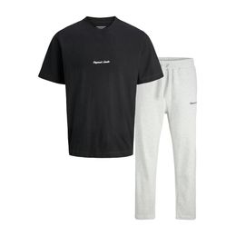 Jack & Jones JACK & JONES Jogginganzug 'JORNORREBRO' Herren Gr&ouml;&szlig;e S schwarz / wei&szlig;meliert