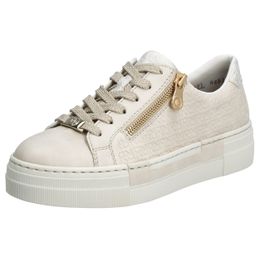Plateausneaker Rieker, Damen, Gr. 42, beige (creme), Lederimitat, Sportlich, Schuhe, mit goldfarbenem Reißverschluss, Freizeitschuh, Halbschuh, Schnürschuh