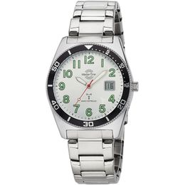 Funkuhr MASTER TIME "Super Power Sporty", silber (silberfarben, silberfarben), Armbanduhren, Herren, Armbanduhr, Quarzuhr, Herrenuhr, Datum, Leuchtzeiger, Edelstahlarmband