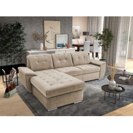 Ecksofa exxpo - SOFA FASHION "Derby Inkl. Kopfteilverstellung, wahlw. Bett & Bettkasten, L-Form", beige, B:277cm H:92cm T:206cm, Sofas, Ecksofa, EXTRA an Komfort zum Relaxen, Entspannen und Wohlf&uuml;hlen