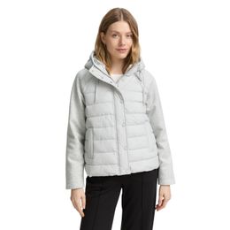 Steppjacke Tom Tailor, Damen, Gr. M, grau (rough grau), Steppware, Obermaterial: 100% Polyester. Futter: 100% Polyester, unifarben, regular fit taillenbedeckt, Jacken, mit Kapuze