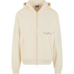 Market Sweatjacke 'Good Produce' Herren Größe M creme / zitronengelb / dunkelorange / hellrot