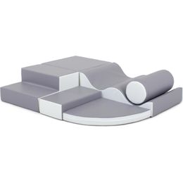 IGLU Soft Play Softbausteine Riesenbausteine Schaumstoffbausteine mit Anti-Rutsch 6 TLG. (Grau/Weiß)