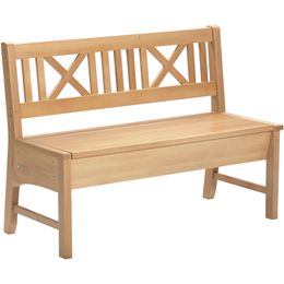 Sitzbank MASSIVLINE & MORE "Bodensee, Truhenbank, Sitzbank mit Stauraum, Holzbank", braun (braun, braun), B:119cm H:87cm T:52cm, Massivholz, Sitzbänke, mit praktischer Truhenfunktion für zusätzlichen Stauraum,Länge:119 cm