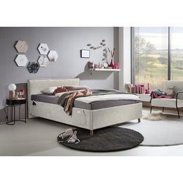 Meise Möbel Kinderbett MEISE.MÖBEL "FUN", beige (beige, beige), B:103cm L:215cm, Betten, Polsterbett wahlweise mit Bettkasten, Jugendbett inkl. USB-Anschluss