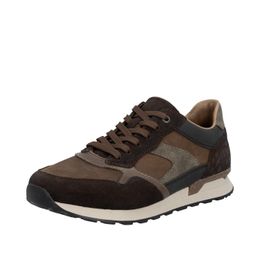 Sneaker Rieker, Herren, Gr. 41, braun (braun, schwarz), Leder, Veloursleder, Schuhe Sneaker, Halbschuh, Schn&uuml;rschuh, Freizeitsneaker mit weichem Schaftrand
